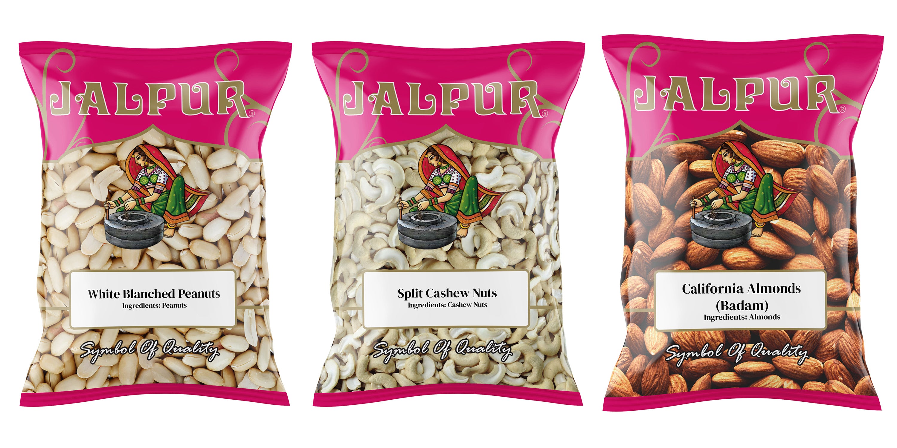 Jalpur Millers Nuts Combo Pack - White Blanced Peanuts 1kg - Split Cas