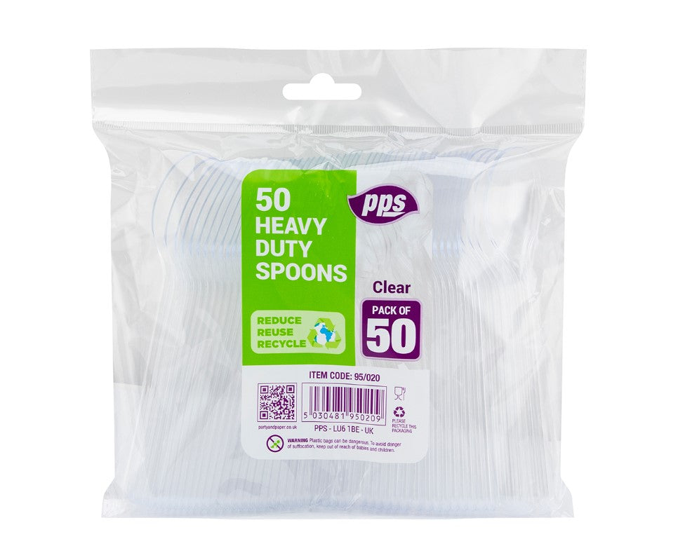 E-Lite Heavy Duty Clear Spoon 50 Pieces